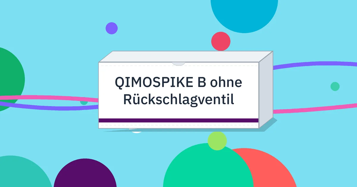 Symbolbild: Packung mit der Aufschrift QIMOSPIKE B ohne Rückschlagventil (PZN 14288068) – Verfügbarkeit und Bezug in Apotheken in Frankfurt am Main