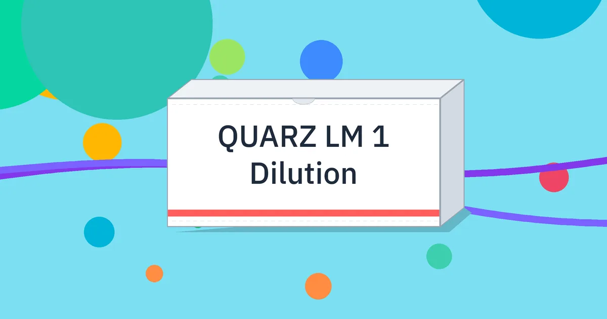 Symbolbild: Packung mit der Aufschrift QUARZ LM 1 Dilution (PZN 13045317) – Verfügbarkeit und Bezug in Apotheken in Frankfurt am Main
