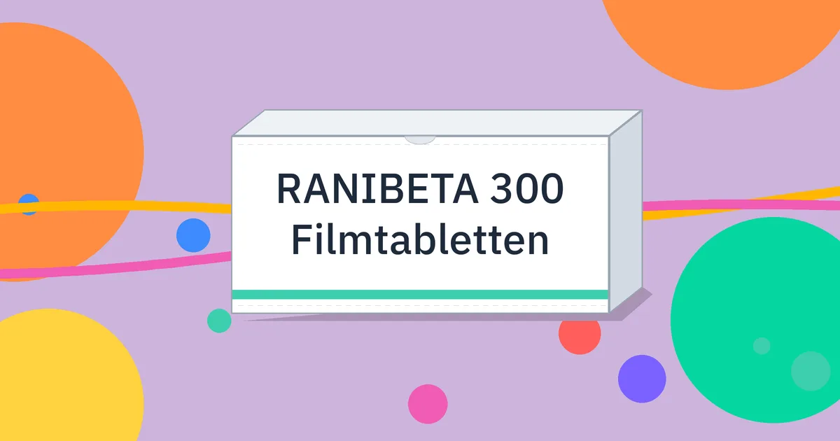 Symbolbild: Packung mit der Aufschrift RANIBETA 300 Filmtabletten (PZN 07280238) – Verfügbarkeit und Bezug in Apotheken in Frankfurt am Main