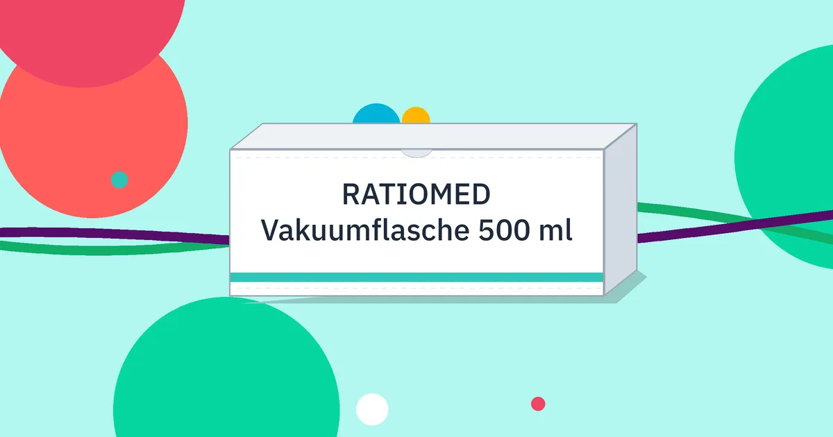 Symbolbild: Packung mit der Aufschrift RATIOMED Vakuumflasche 500 ml (PZN 14234150) – Verfügbarkeit und Bezug in Apotheken in Frankfurt am Main