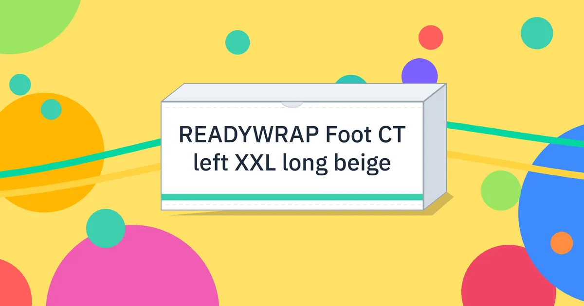 Symbolbild: Packung mit der Aufschrift READYWRAP Foot CT left XXL long beige (PZN 18008930) – Verfügbarkeit und Bezug in Apotheken in Frankfurt am Main