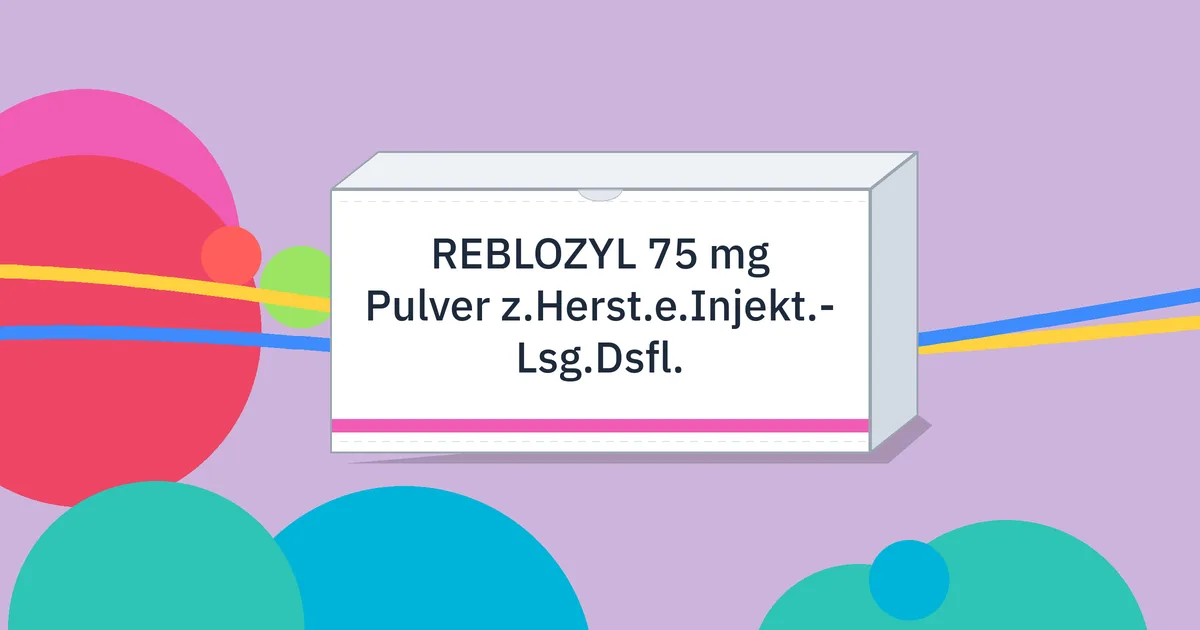 Symbolbild: Packung mit der Aufschrift REBLOZYL 75 mg Pulver z.Herst.e.Injekt.-Lsg.Dsfl. (PZN 16167009) – Verfügbarkeit und Bezug in Apotheken in Frankfurt am Main