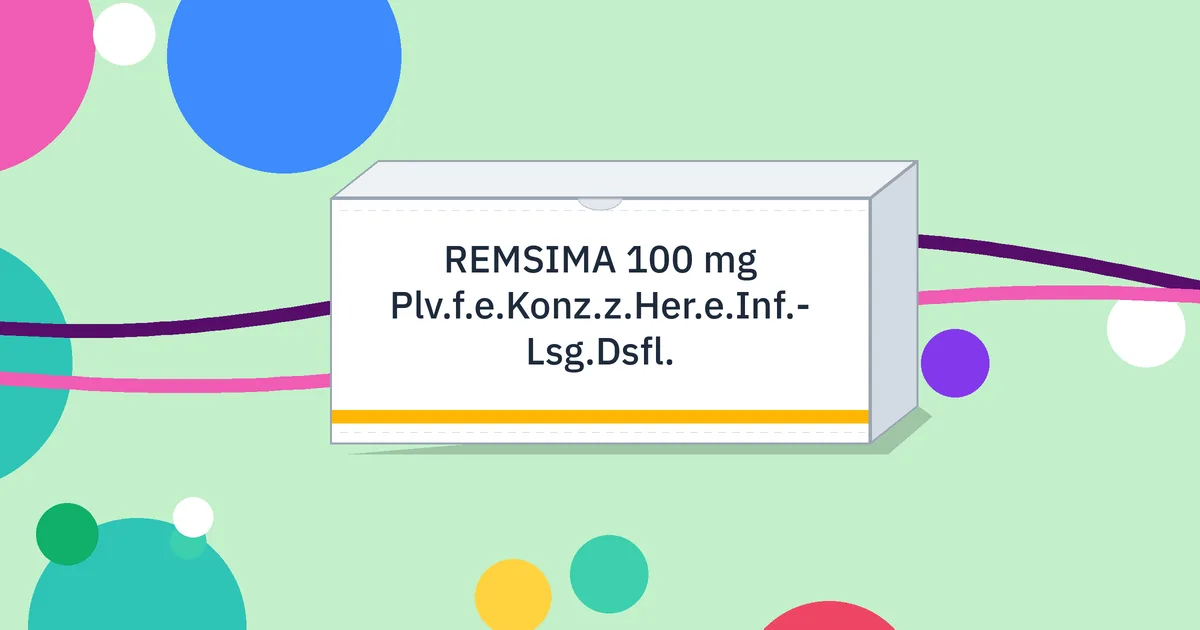Symbolbild: Packung mit der Aufschrift REMSIMA 100 mg Plv.f.e.Konz.z.Her.e.Inf.-Lsg.Dsfl. (PZN 16799057) – Verfügbarkeit und Bezug in Apotheken in Frankfurt am Main