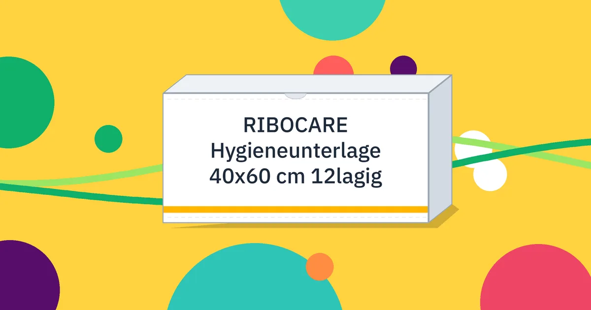 Symbolbild: Packung mit der Aufschrift RIBOCARE Hygieneunterlage 40x60 cm 12lagig (PZN 13587679) – Verfügbarkeit und Bezug in Apotheken in Frankfurt am Main