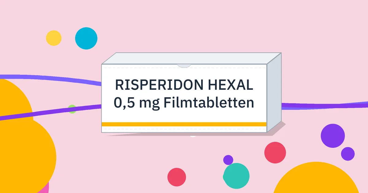 Symbolbild: Packung mit der Aufschrift RISPERIDON HEXAL 0,5 mg Filmtabletten (PZN 04227982) – Verfügbarkeit und Bezug in Apotheken in Frankfurt am Main