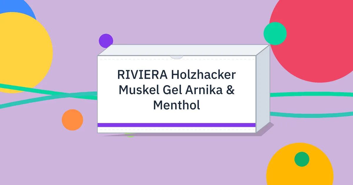 Symbolbild: Packung mit der Aufschrift RIVIERA Holzhacker Muskel Gel Arnika & Menthol (PZN 19303074) – Verfügbarkeit und Bezug in Apotheken in Frankfurt am Main