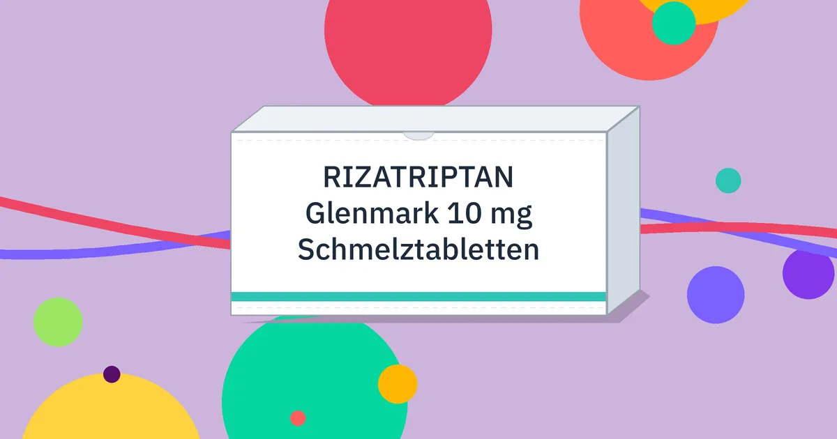Symbolbild: Packung mit der Aufschrift RIZATRIPTAN Glenmark 10 mg Schmelztabletten (PZN 09947250) – Verfügbarkeit und Bezug in Apotheken in Frankfurt am Main