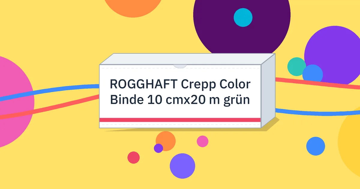 Symbolbild: Packung mit der Aufschrift ROGGHAFT Crepp Color Binde 10 cmx20 m grün (PZN 08419431) – Verfügbarkeit und Bezug in Apotheken in Frankfurt am Main