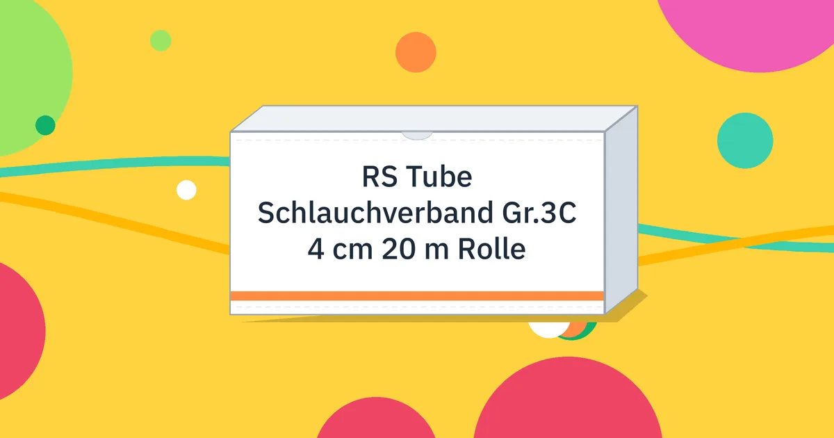 Symbolbild: Packung mit der Aufschrift RS Tube Schlauchverband Gr.3C 4 cm 20 m Rolle (PZN 08404369) – Verfügbarkeit und Bezug in Apotheken in Frankfurt am Main