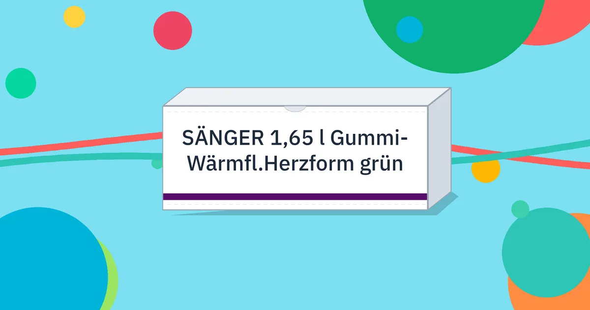 Symbolbild: Packung mit der Aufschrift SÄNGER 1,65 l Gummi-Wärmfl.Herzform grün (PZN 01314350) – Verfügbarkeit und Bezug in Apotheken in Frankfurt am Main