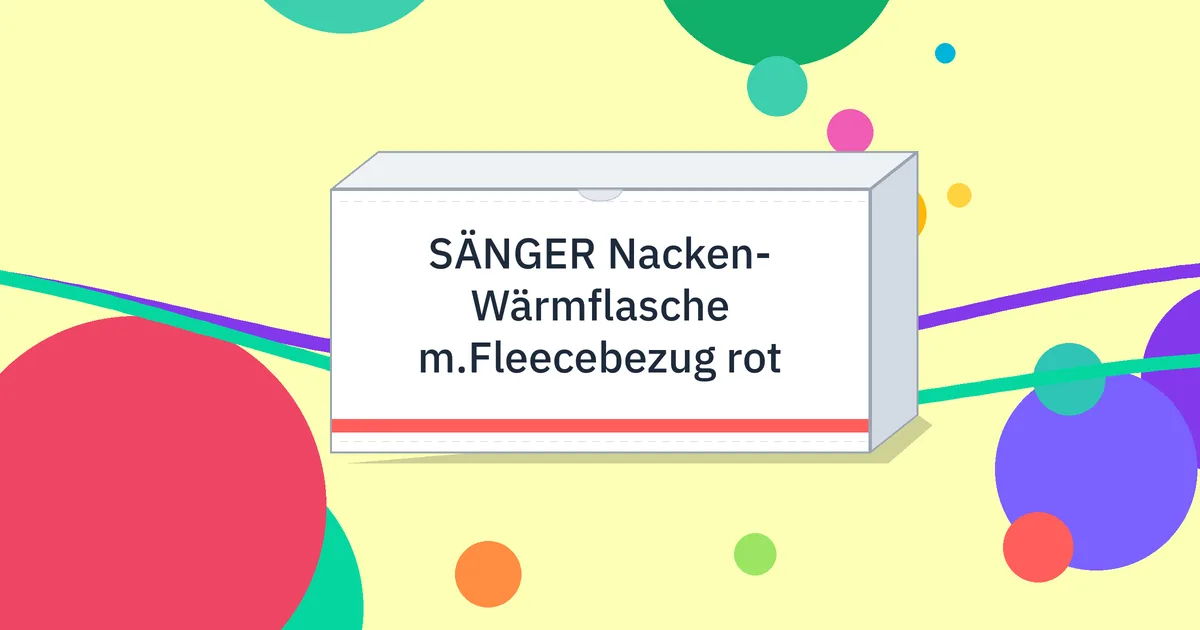 Symbolbild: Packung mit der Aufschrift SÄNGER Nacken-Wärmflasche m.Fleecebezug rot (PZN 05106329) – Verfügbarkeit und Bezug in Apotheken in Frankfurt am Main