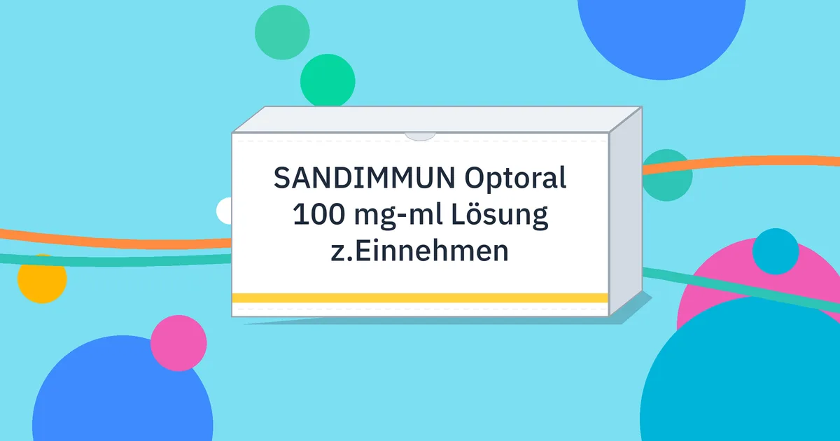 Symbolbild: Packung mit der Aufschrift SANDIMMUN Optoral 100 mg-ml Lösung z.Einnehmen (PZN 04680256) – Verfügbarkeit und Bezug in Apotheken in Frankfurt am Main