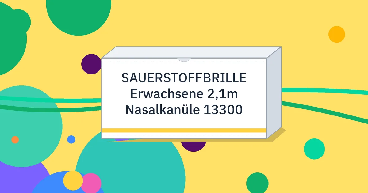 Symbolbild: Packung mit der Aufschrift SAUERSTOFFBRILLE Erwachsene 2,1m Nasalkanüle 13300 (PZN 20344003) – Verfügbarkeit und Bezug in Apotheken in Frankfurt am Main