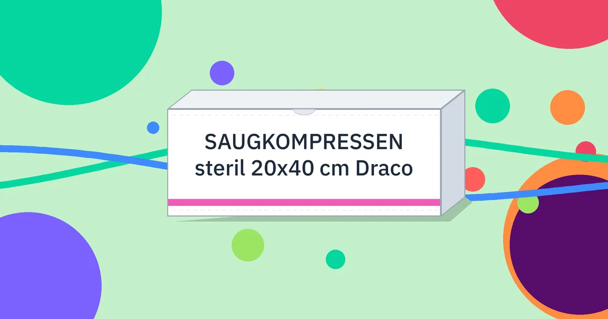 Symbolbild: Packung mit der Aufschrift SAUGKOMPRESSEN steril 20x40 cm Draco (PZN 06563158) – Verfügbarkeit und Bezug in Apotheken in Frankfurt am Main