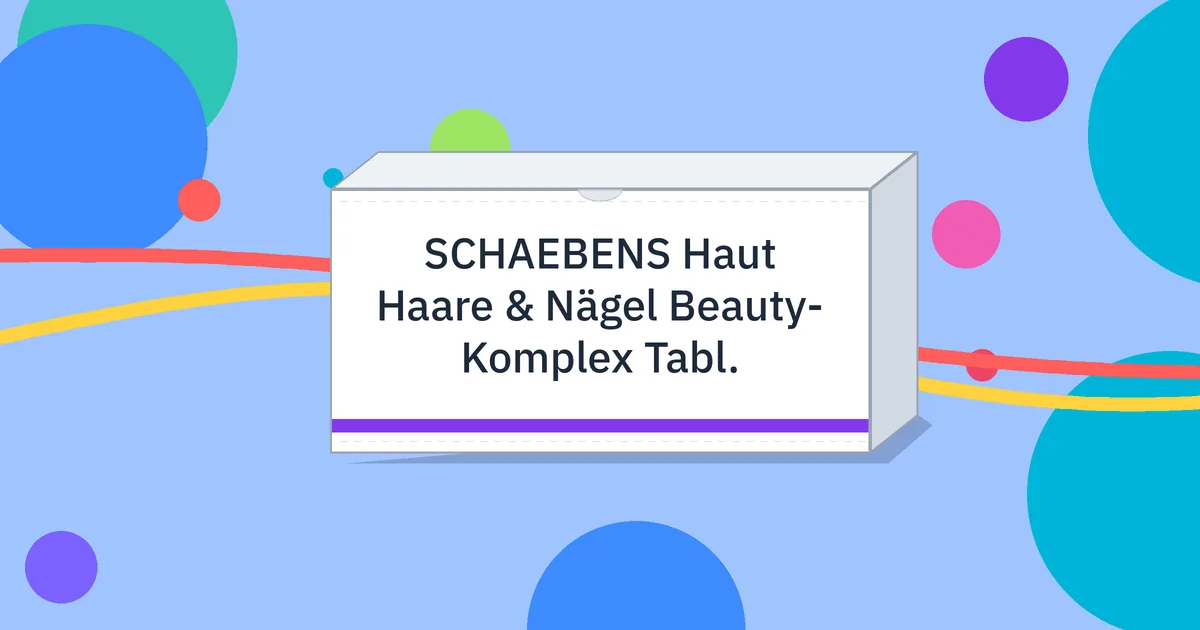 Symbolbild: Packung mit der Aufschrift SCHAEBENS Haut Haare & Nägel Beauty-Komplex Tabl. (PZN 18017691) – Verfügbarkeit und Bezug in Apotheken in Frankfurt am Main