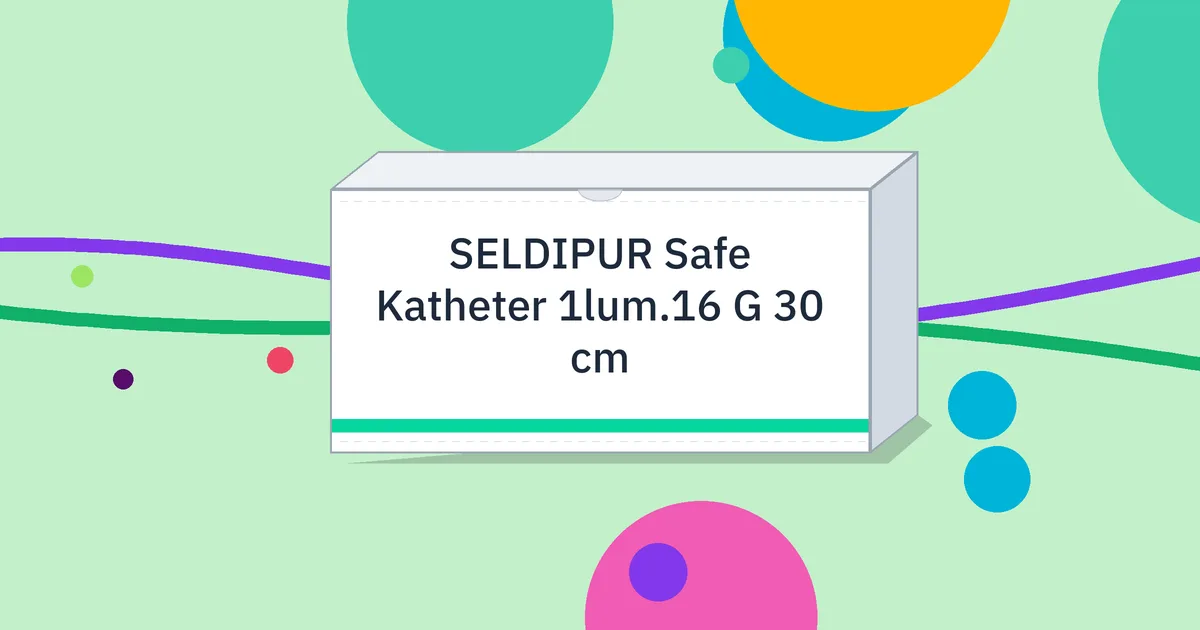 Symbolbild: Packung mit der Aufschrift SELDIPUR Safe Katheter 1lum.16 G 30 cm (PZN 08929468) – Verfügbarkeit und Bezug in Apotheken in Frankfurt am Main