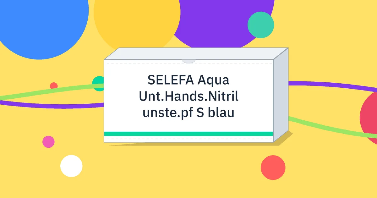 Symbolbild: Packung mit der Aufschrift SELEFA Aqua Unt.Hands.Nitril unste.pf S blau (PZN 19236828) – Verfügbarkeit und Bezug in Apotheken in Frankfurt am Main