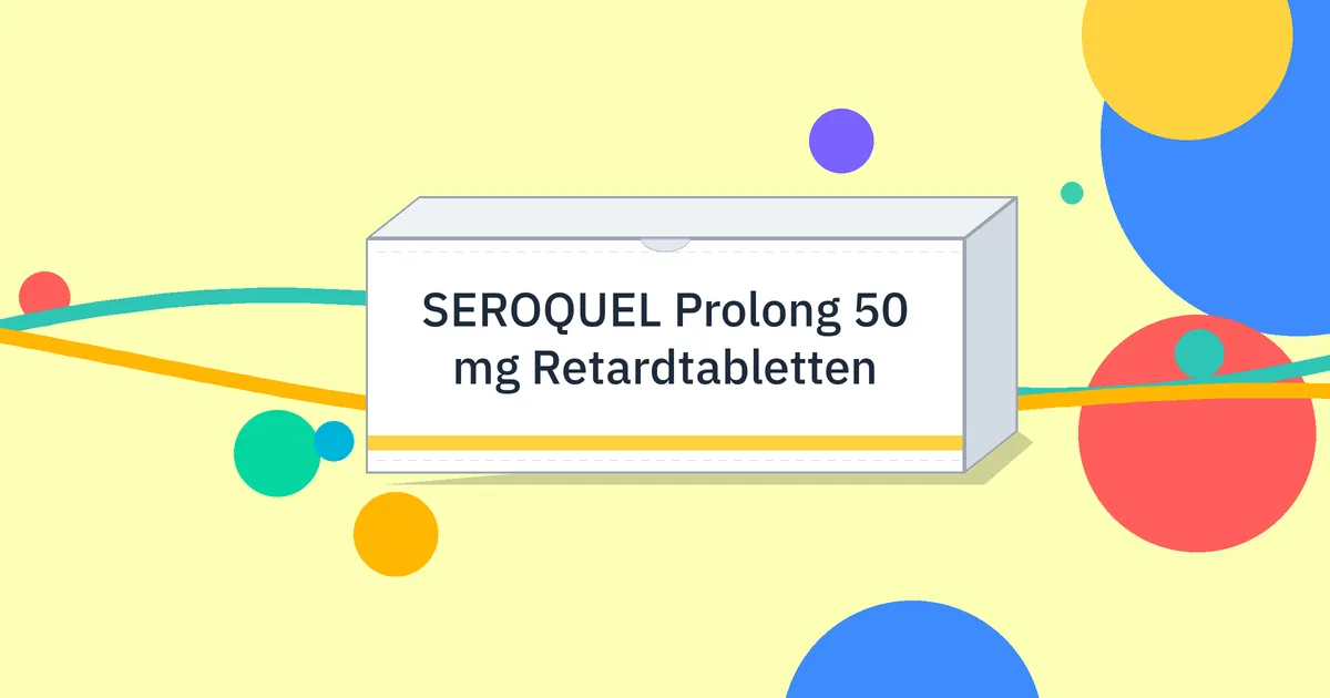 Symbolbild: Packung mit der Aufschrift SEROQUEL Prolong 50 mg Retardtabletten (PZN 04172815) – Verfügbarkeit und Bezug in Apotheken in Frankfurt am Main