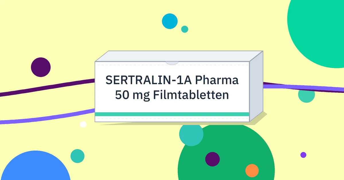 Symbolbild: Packung mit der Aufschrift SERTRALIN-1A Pharma 50 mg Filmtabletten (PZN 01807118) – Verfügbarkeit und Bezug in Apotheken in Frankfurt am Main