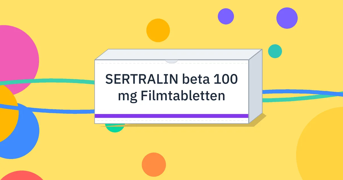 Symbolbild: Packung mit der Aufschrift SERTRALIN beta 100 mg Filmtabletten (PZN 04166281) – Verfügbarkeit und Bezug in Apotheken in Frankfurt am Main