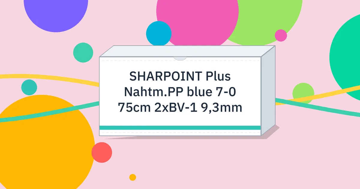Symbolbild: Packung mit der Aufschrift SHARPOINT Plus Nahtm.PP blue 7-0 75cm 2xBV-1 9,3mm (PZN 17986063) – Verfügbarkeit und Bezug in Apotheken in Frankfurt am Main
