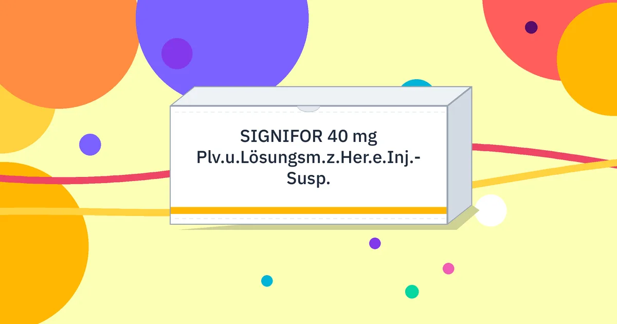 Symbolbild: Packung mit der Aufschrift SIGNIFOR 40 mg Plv.u.Lösungsm.z.Her.e.Inj.-Susp. (PZN 10753717) – Verfügbarkeit und Bezug in Apotheken in Frankfurt am Main