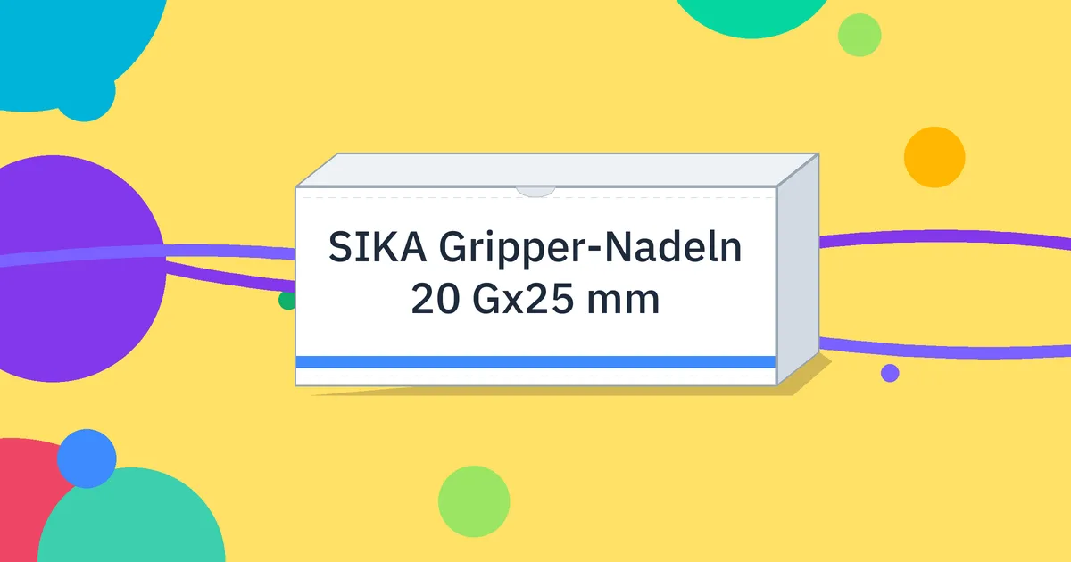 Symbolbild: Packung mit der Aufschrift SIKA Gripper-Nadeln 20 Gx25 mm (PZN 17884032) – Verfügbarkeit und Bezug in Apotheken in Frankfurt am Main