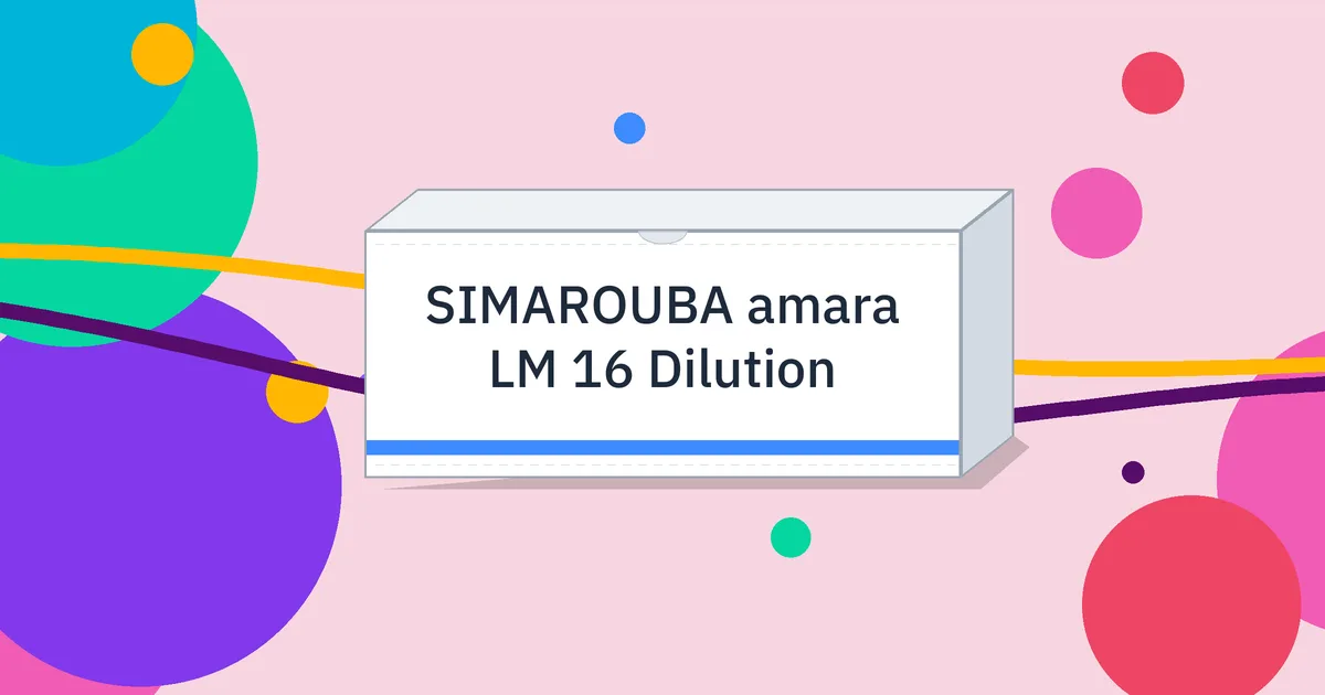 Symbolbild: Packung mit der Aufschrift SIMAROUBA amara LM 16 Dilution (PZN 13680048) – Verfügbarkeit und Bezug in Apotheken in Frankfurt am Main