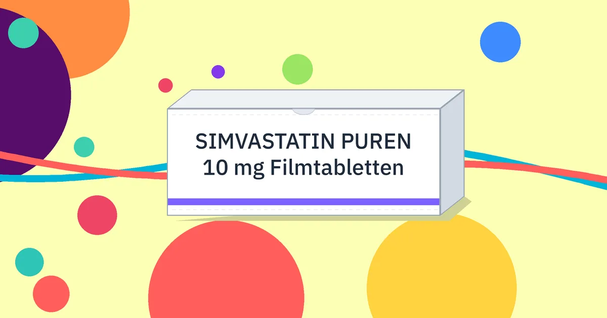 Symbolbild: Packung mit der Aufschrift SIMVASTATIN PUREN 10 mg Filmtabletten (PZN 16958509) – Verfügbarkeit und Bezug in Apotheken in Frankfurt am Main
