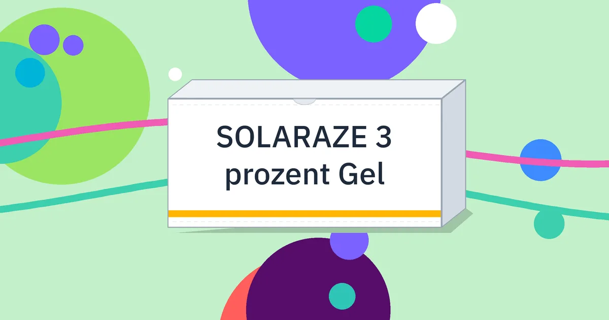 Symbolbild: Packung mit der Aufschrift SOLARAZE 3 prozent Gel (PZN 02251775) – Verfügbarkeit und Bezug in Apotheken in Frankfurt am Main