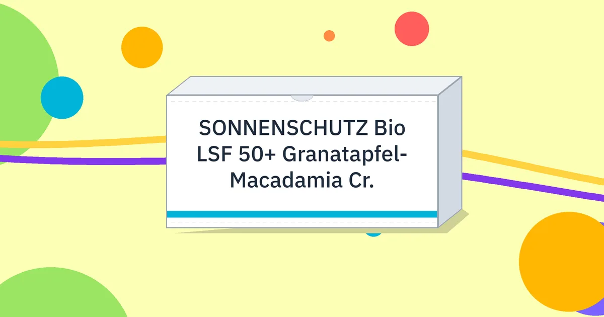 Symbolbild: Packung mit der Aufschrift SONNENSCHUTZ Bio LSF 50+ Granatapfel-Macadamia Cr. (PZN 10994220) – Verfügbarkeit und Bezug in Apotheken in Frankfurt am Main