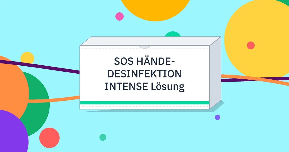 Symbolbild: Packung mit der Aufschrift SOS HÄNDE-DESINFEKTION INTENSE Lösung (PZN 18275387) – Verfügbarkeit und Bezug in Apotheken in Frankfurt am Main