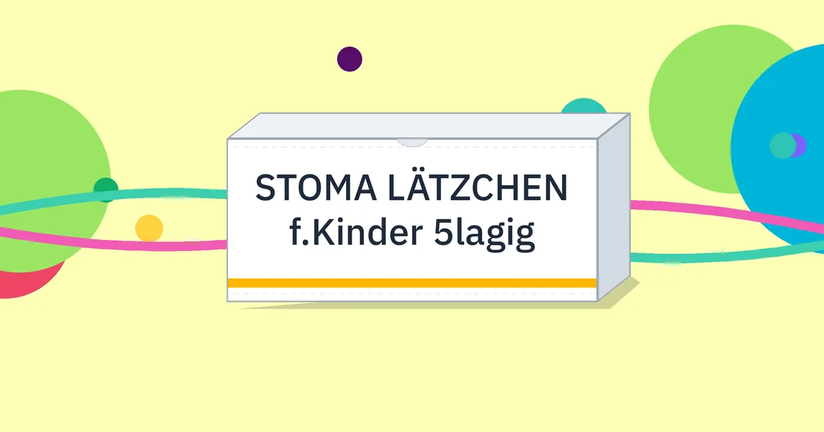 Symbolbild: Packung mit der Aufschrift STOMA LÄTZCHEN f.Kinder 5lagig (PZN 09489563) – Verfügbarkeit und Bezug in Apotheken in Frankfurt am Main