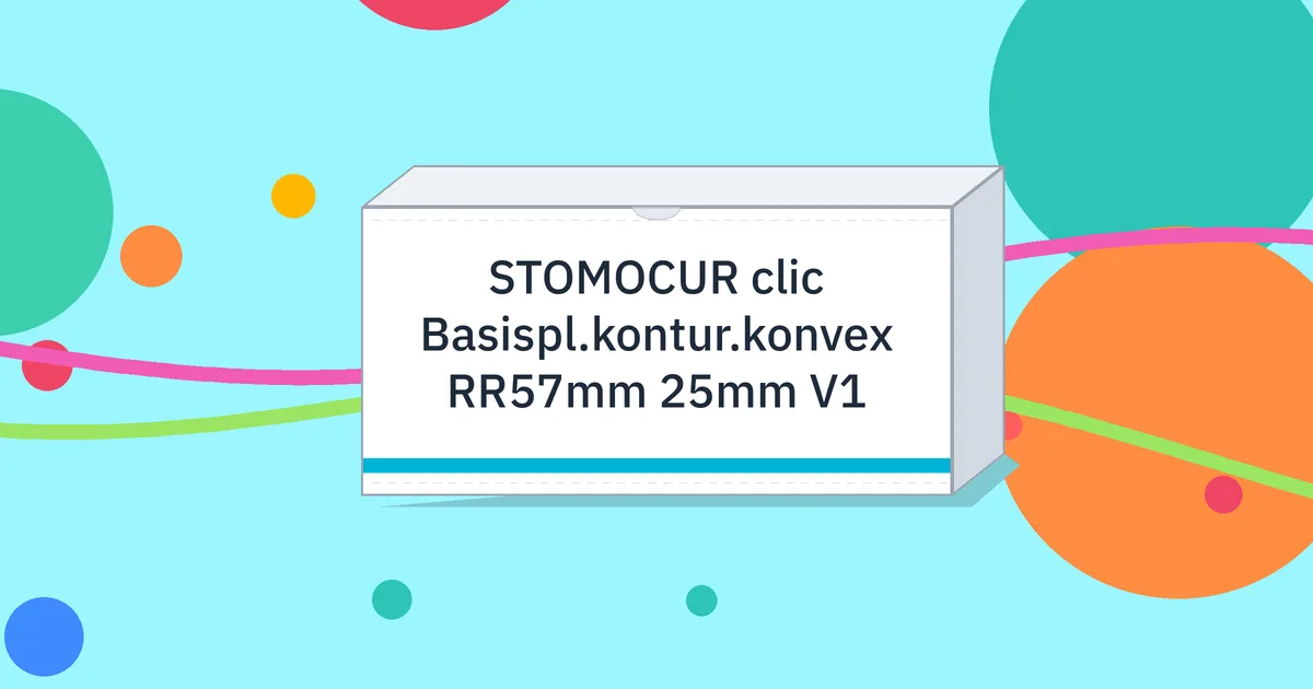 Symbolbild: Packung mit der Aufschrift STOMOCUR clic Basispl.kontur.konvex RR57mm 25mm V1 (PZN 18238943) – Verfügbarkeit und Bezug in Apotheken in Frankfurt am Main