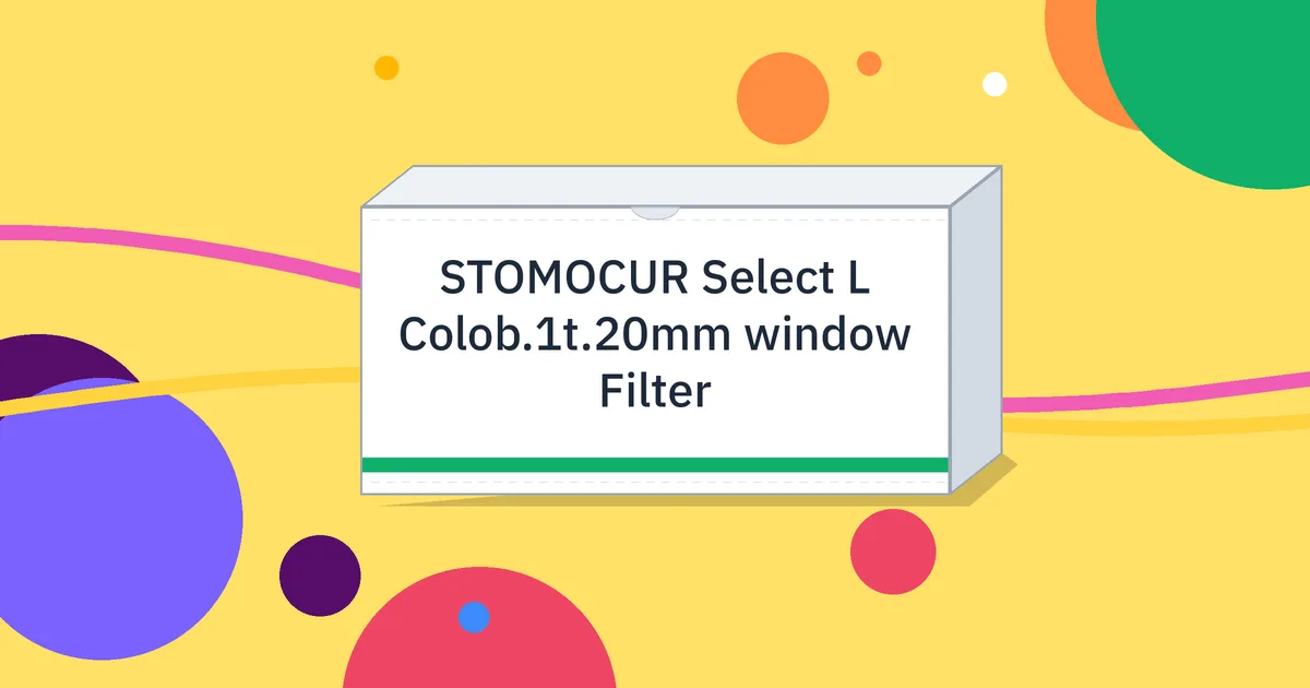 Symbolbild: Packung mit der Aufschrift STOMOCUR Select L Colob.1t.20mm window Filter (PZN 18239150) – Verfügbarkeit und Bezug in Apotheken in Frankfurt am Main