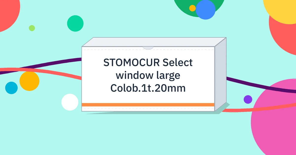 Symbolbild: Packung mit der Aufschrift STOMOCUR Select window large Colob.1t.20mm (PZN 10312485) – Verfügbarkeit und Bezug in Apotheken in Frankfurt am Main