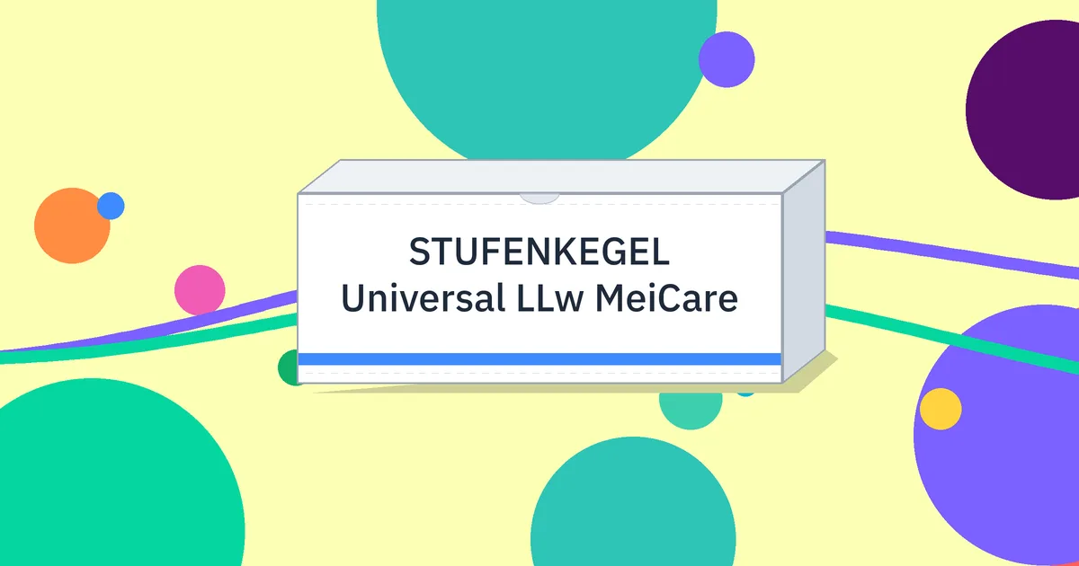Symbolbild: Packung mit der Aufschrift STUFENKEGEL Universal LLw MeiCare (PZN 20165559) – Verfügbarkeit und Bezug in Apotheken in Frankfurt am Main