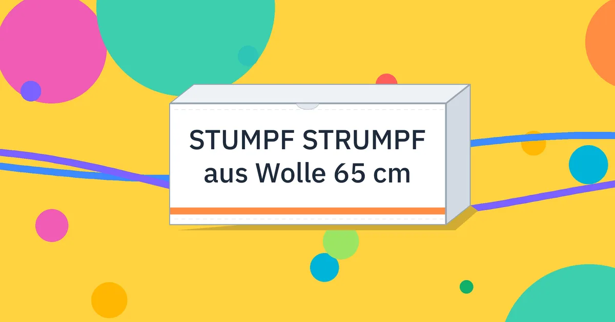 Symbolbild: Packung mit der Aufschrift STUMPF STRUMPF aus Wolle 65 cm (PZN 01739032) – Verfügbarkeit und Bezug in Apotheken in Frankfurt am Main