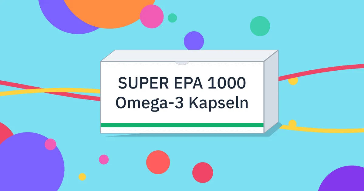 Symbolbild: Packung mit der Aufschrift SUPER EPA 1000 Omega-3 Kapseln (PZN 01155934) – Verfügbarkeit und Bezug in Apotheken in Frankfurt am Main