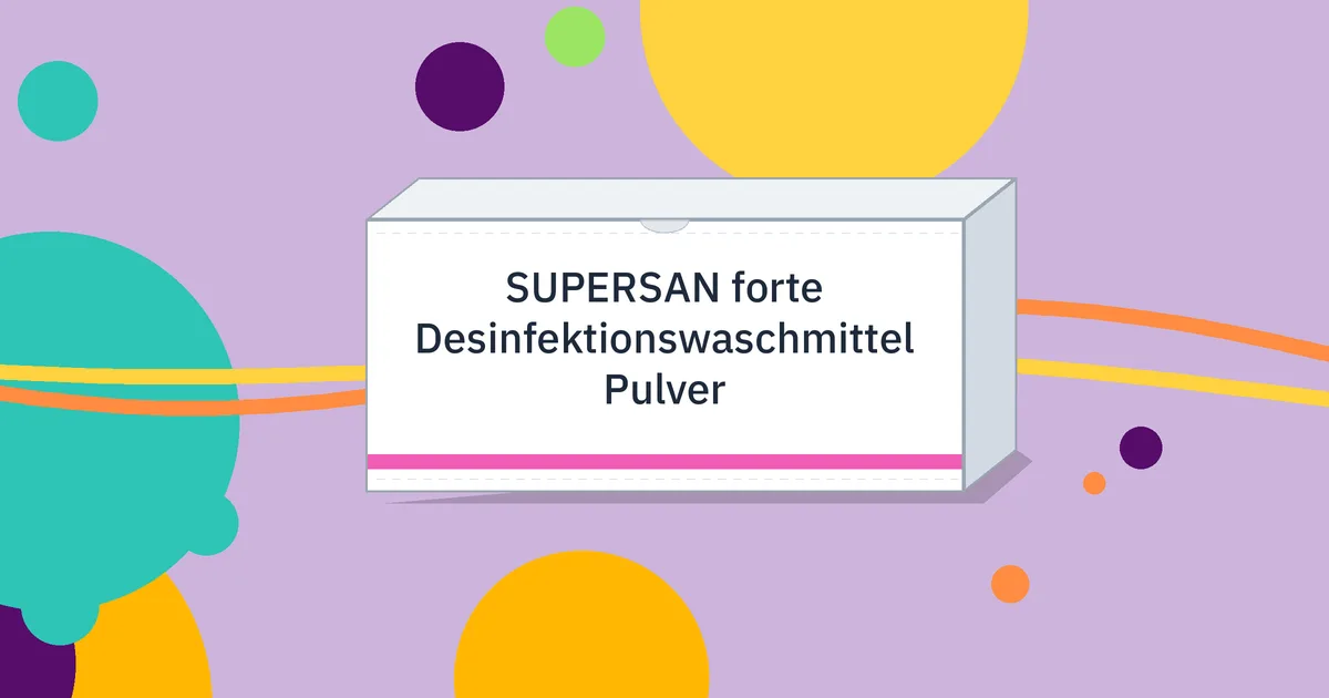Symbolbild: Packung mit der Aufschrift SUPERSAN forte Desinfektionswaschmittel Pulver (PZN 09239139) – Verfügbarkeit und Bezug in Apotheken in Frankfurt am Main