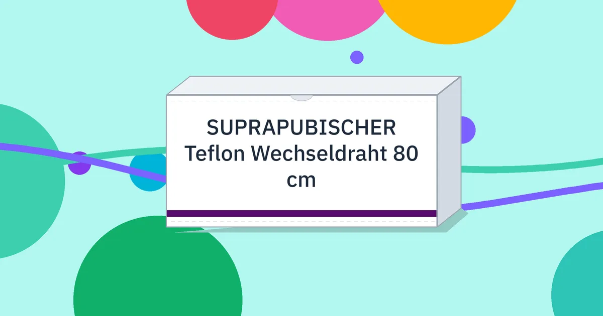 Symbolbild: Packung mit der Aufschrift SUPRAPUBISCHER Teflon Wechseldraht 80 cm (PZN 01153272) – Verfügbarkeit und Bezug in Apotheken in Frankfurt am Main