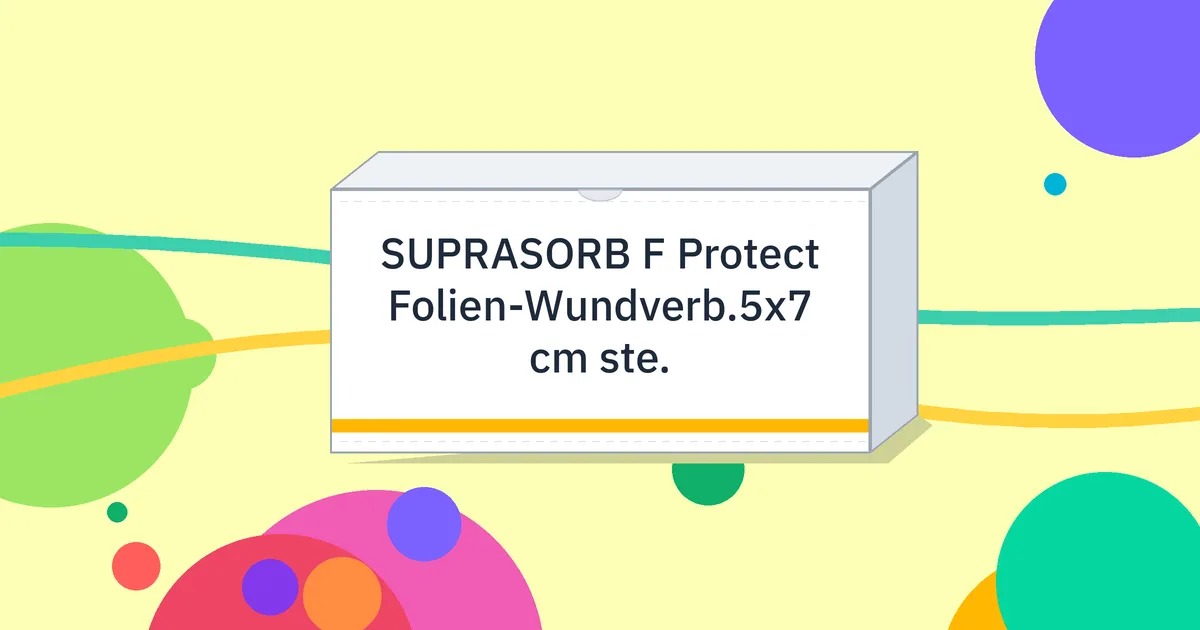 Symbolbild: Packung mit der Aufschrift SUPRASORB F Protect Folien-Wundverb.5x7 cm ste. (PZN 20272597) – Verfügbarkeit und Bezug in Apotheken in Frankfurt am Main
