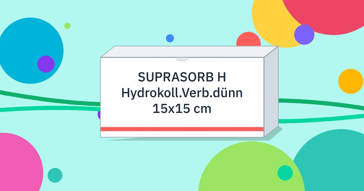Symbolbild: Packung mit der Aufschrift SUPRASORB H Hydrokoll.Verb.dünn 15x15 cm (PZN 06098827) – Verfügbarkeit und Bezug in Apotheken in Frankfurt am Main