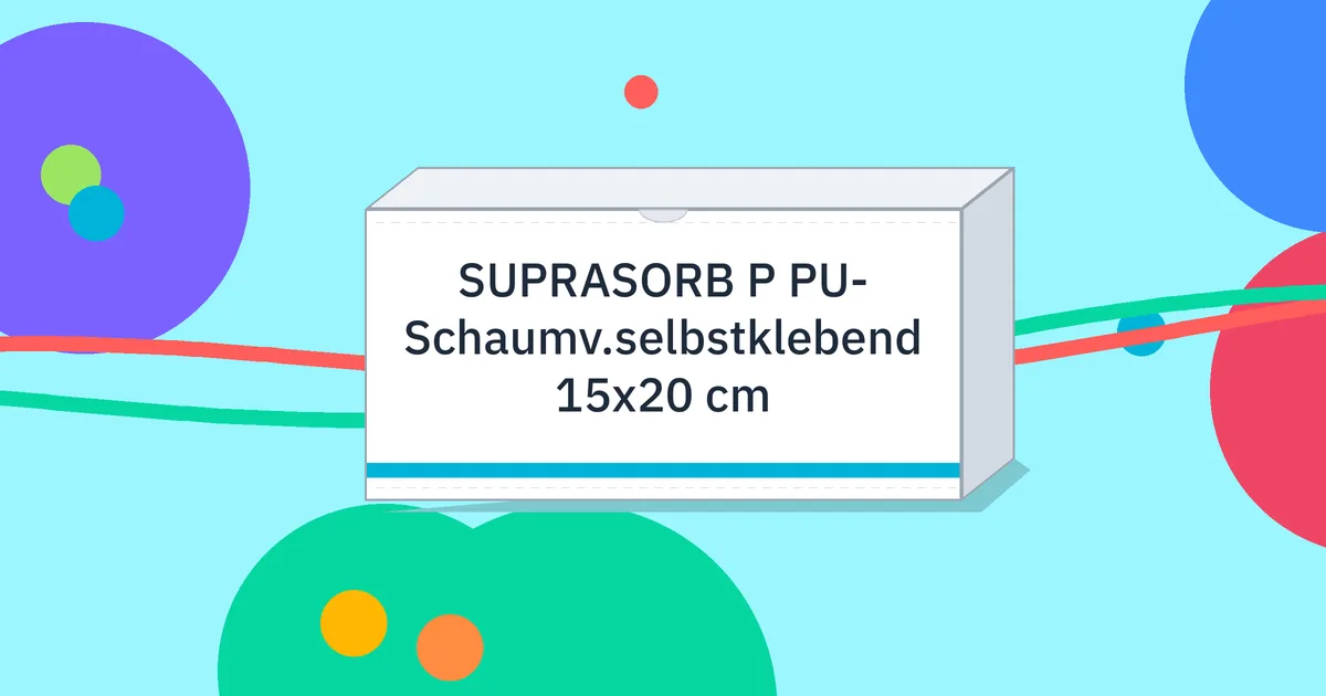 Symbolbild: Packung mit der Aufschrift SUPRASORB P PU-Schaumv.selbstklebend 15x20 cm (PZN 18001141) – Verfügbarkeit und Bezug in Apotheken in Frankfurt am Main