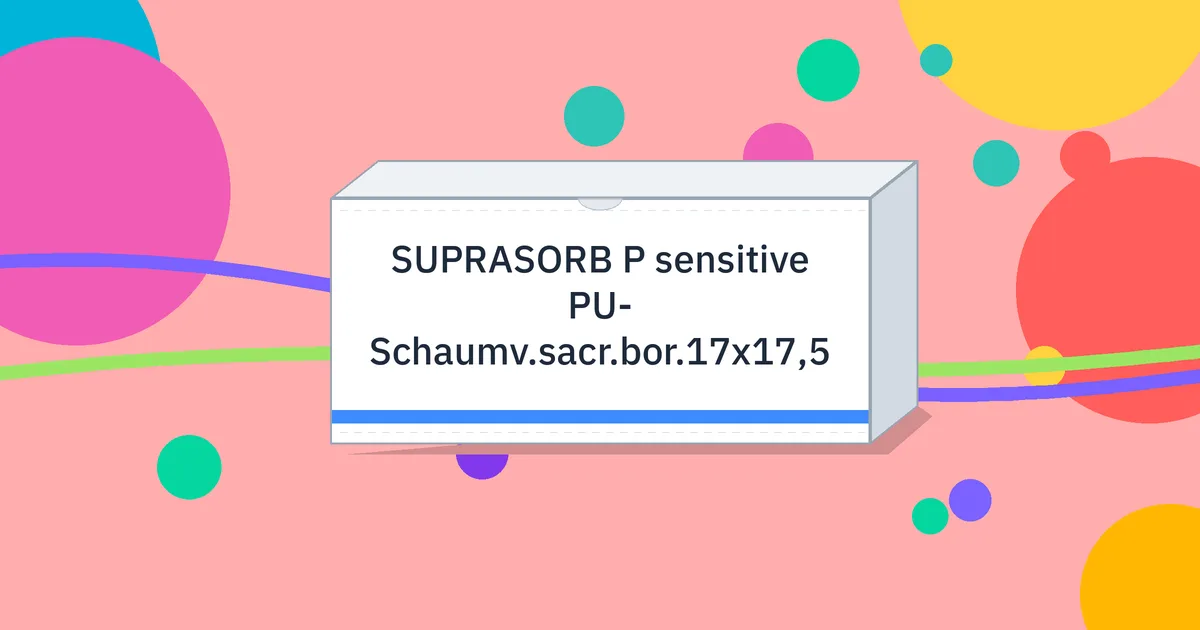 Symbolbild: Packung mit der Aufschrift SUPRASORB P sensitive PU-Schaumv.sacr.bor.17x17,5 (PZN 20056273) – Verfügbarkeit und Bezug in Apotheken in Frankfurt am Main