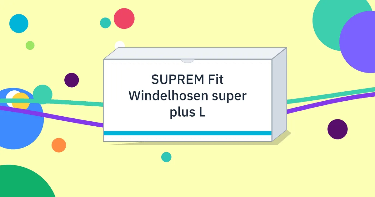 Symbolbild: Packung mit der Aufschrift SUPREM Fit Windelhosen super plus L (PZN 08835170) – Verfügbarkeit und Bezug in Apotheken in Frankfurt am Main