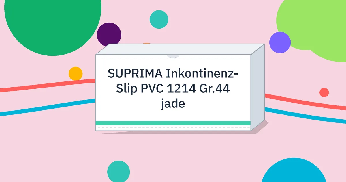 Symbolbild: Packung mit der Aufschrift SUPRIMA Inkontinenz-Slip PVC 1214 Gr.44 jade (PZN 02258116) – Verfügbarkeit und Bezug in Apotheken in Frankfurt am Main