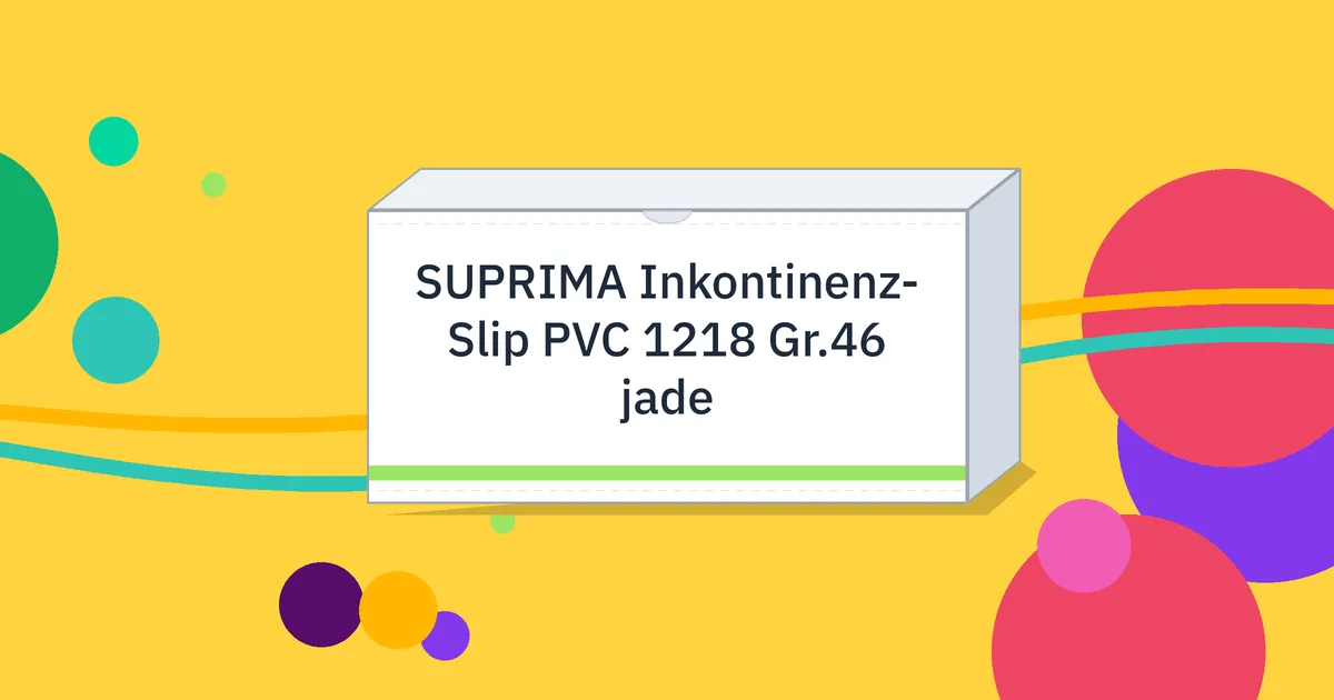 Symbolbild: Packung mit der Aufschrift SUPRIMA Inkontinenz-Slip PVC 1218 Gr.46 jade (PZN 03188990) – Verfügbarkeit und Bezug in Apotheken in Frankfurt am Main