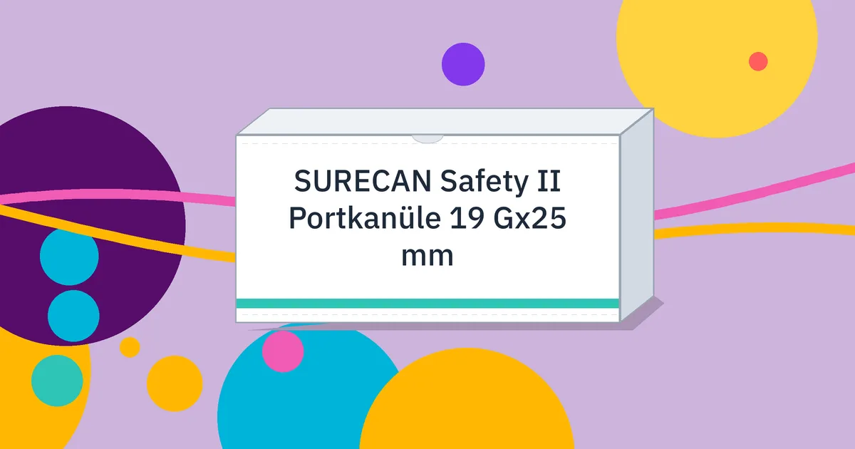 Symbolbild: Packung mit der Aufschrift SURECAN Safety II Portkanüle 19 Gx25 mm (PZN 14286891) – Verfügbarkeit und Bezug in Apotheken in Frankfurt am Main