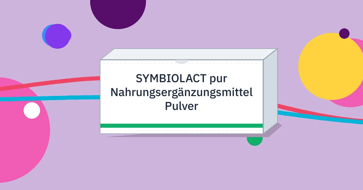 Symbolbild: Packung mit der Aufschrift SYMBIOLACT pur Nahrungsergänzungsmittel Pulver (PZN 01676248) – Verfügbarkeit und Bezug in Apotheken in Frankfurt am Main